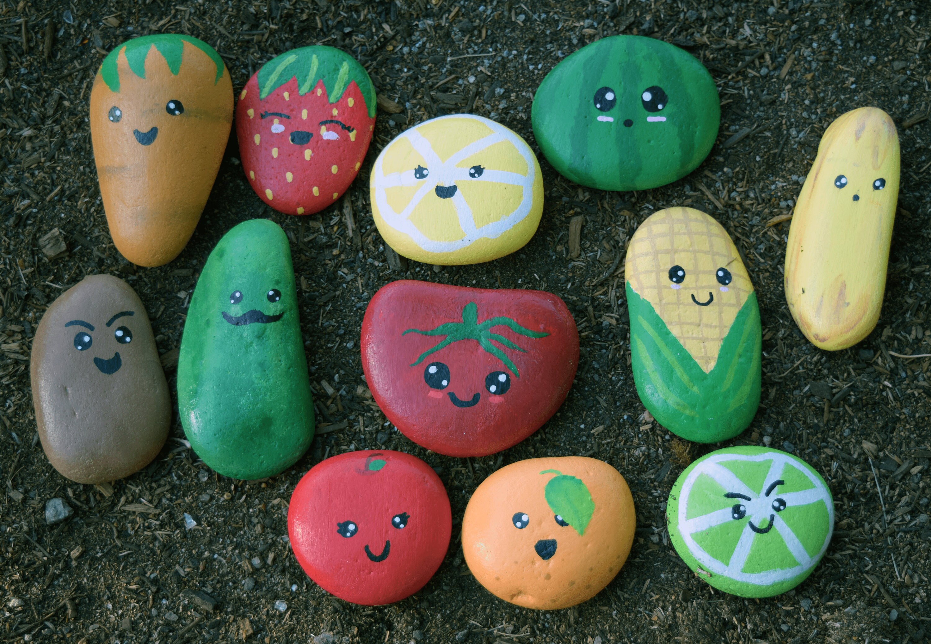 Piper Potato Hand-painted Garden Rock / Stone / Fruit, Vegetable Rocks ...