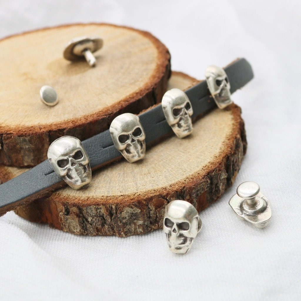 Silver Skull Rivets: Punk Leather Studs (10 Pcs) - Etsy