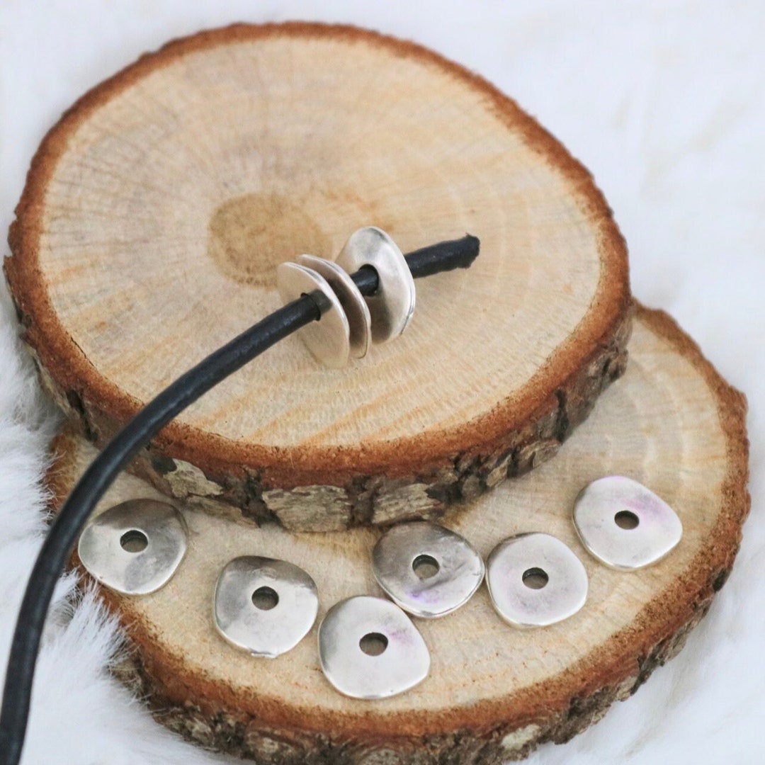 Silver Disc Charms Disc, Small Disc Pendants, 1 Holes Disc, Silver ...