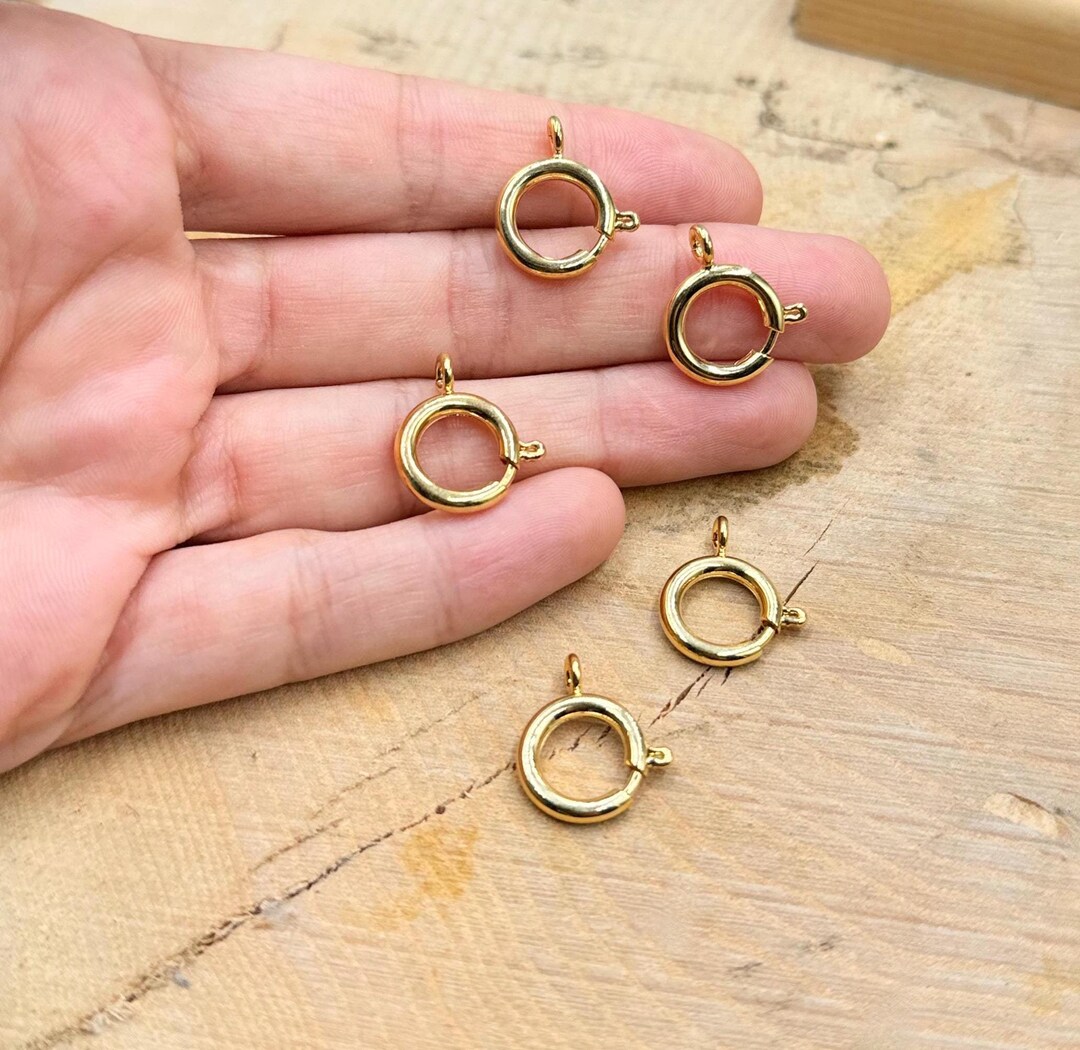 Round Gold Clasps, Gold Closed Eyelet, Spring Clasp Closure, Claps for ...