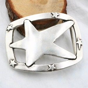 Silver Star Belt Buckle: Western Celestial Pewter Buckle (fits 40mm ...