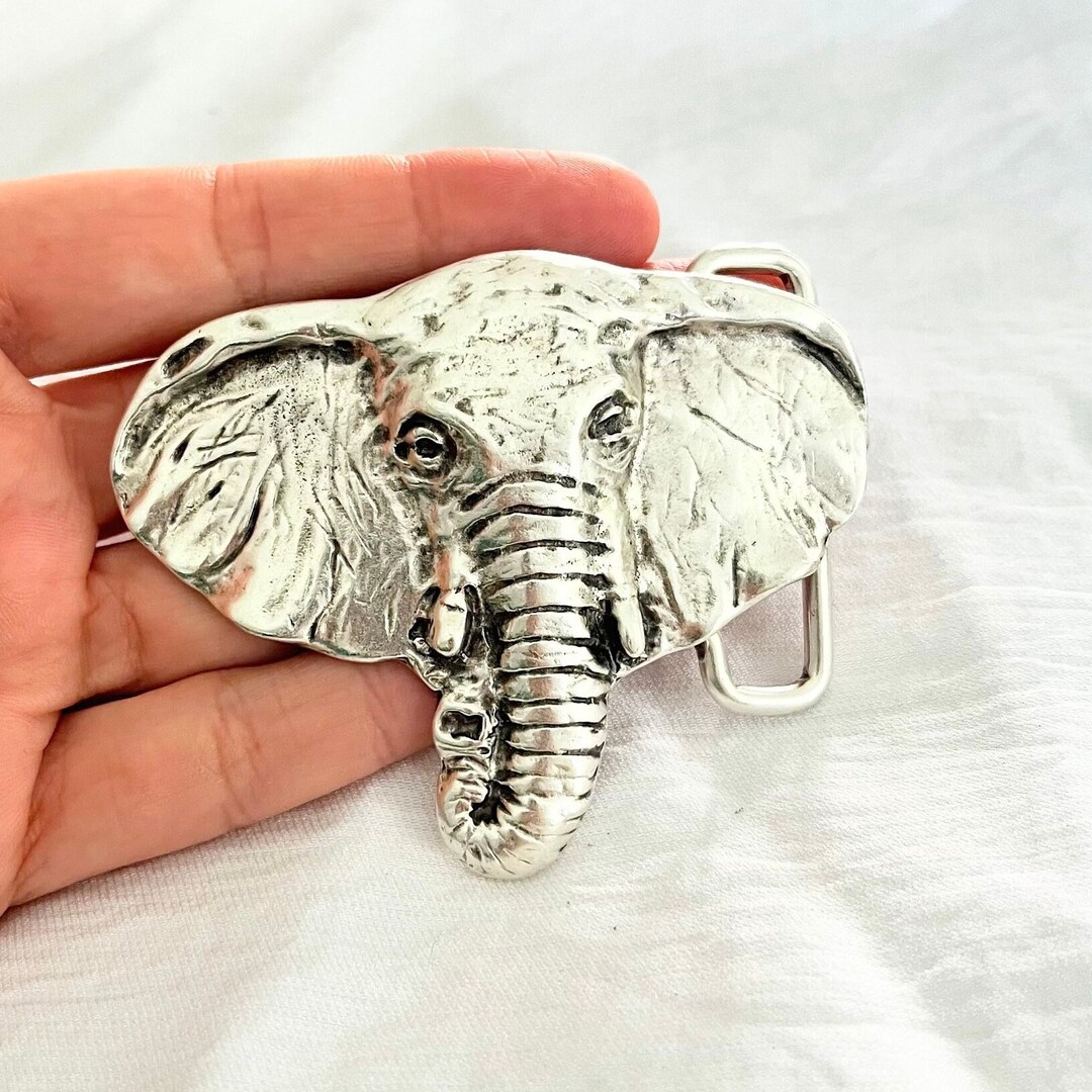 Silver Tone Elephant Belt Buckle: Boho Jungle Accessory - Etsy