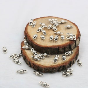 Silver Mini Charm 2 Loop Round Connector Charms Tiny Ball - Etsy