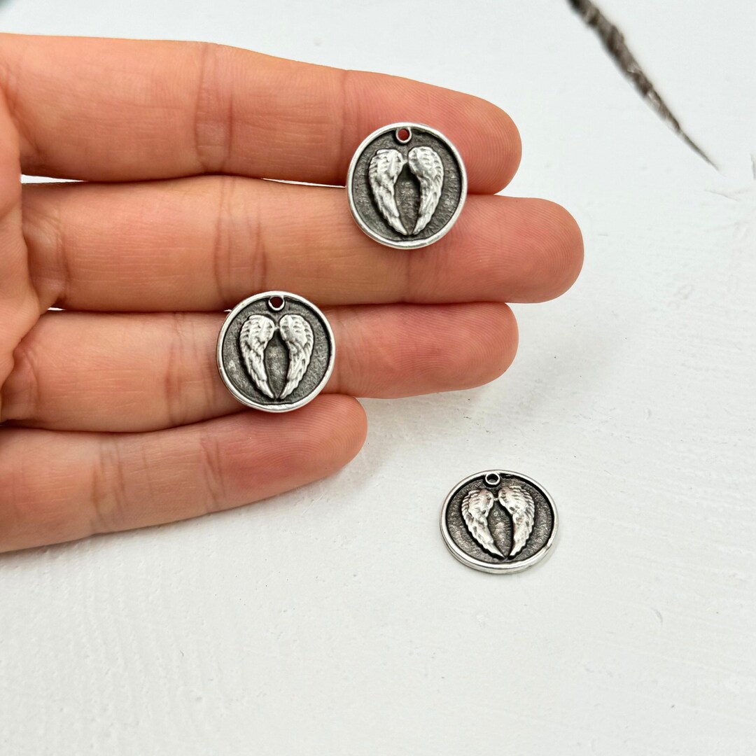 Angel Coin Pendant, Angel Coin Charm, Round Coin Cupid Charm, Angel ...