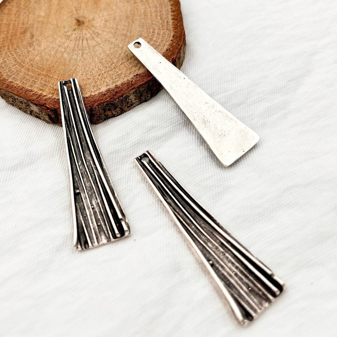 Long Pendant Charm, Silver Stick Charms, Handmade Jewelry Charms ...