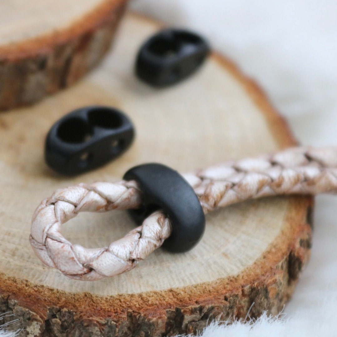 Matte Black Double Barrel Slider Bead, Nice Spacer Beads, Black Oval ...