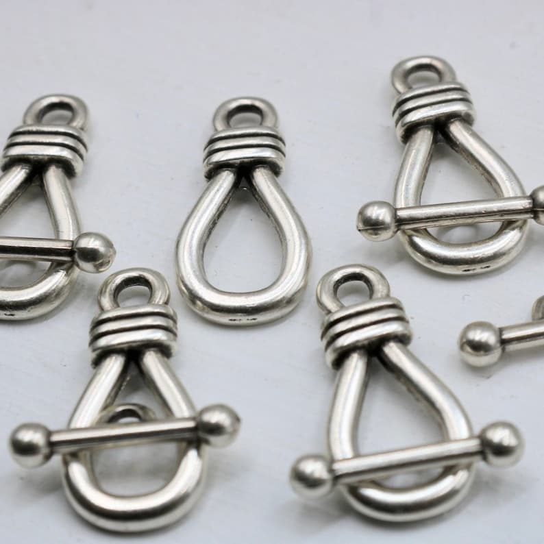 Antique Silver Oval Toggle Clasp Set: Bracelet Necklace Connector (5 ...