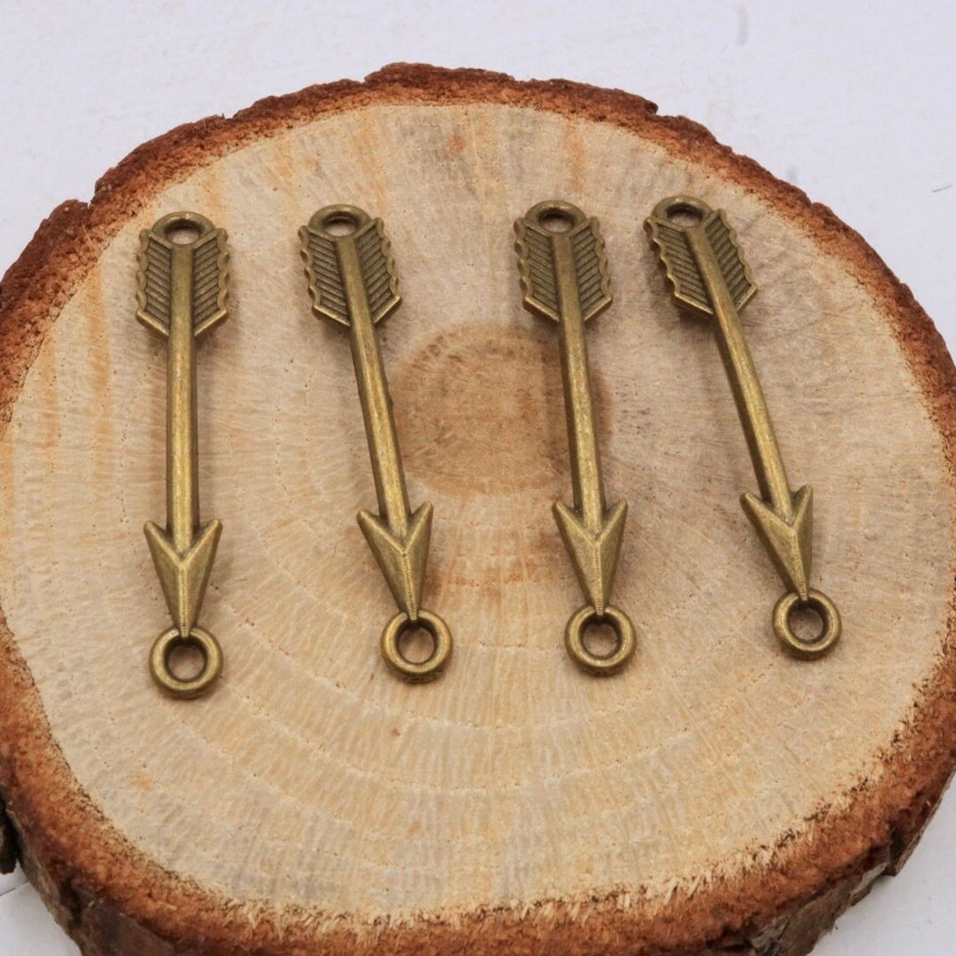 10 Antique Bronze Arrow Charms: Double Sided Connectors (38mm) - Etsy