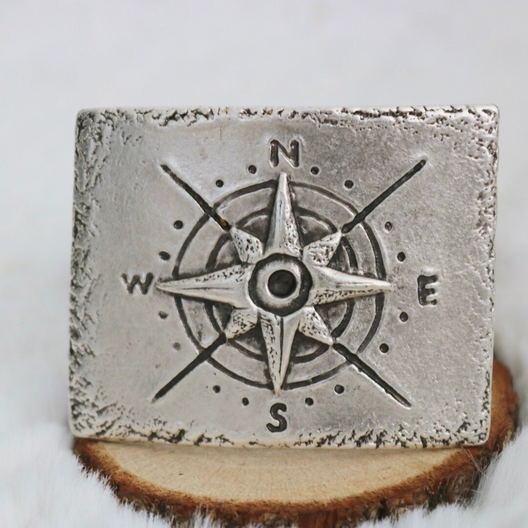 Antique Silver Compass Belt Buckle, Leather Belt Buckle, Large Sailor ...