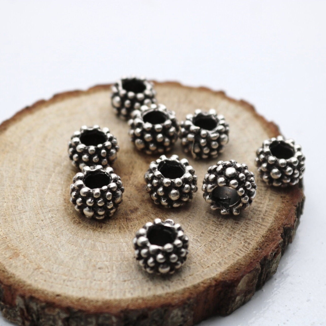 10 Flower Bead Spacer Charms Silver Tone Spacer Loose Beads - Etsy