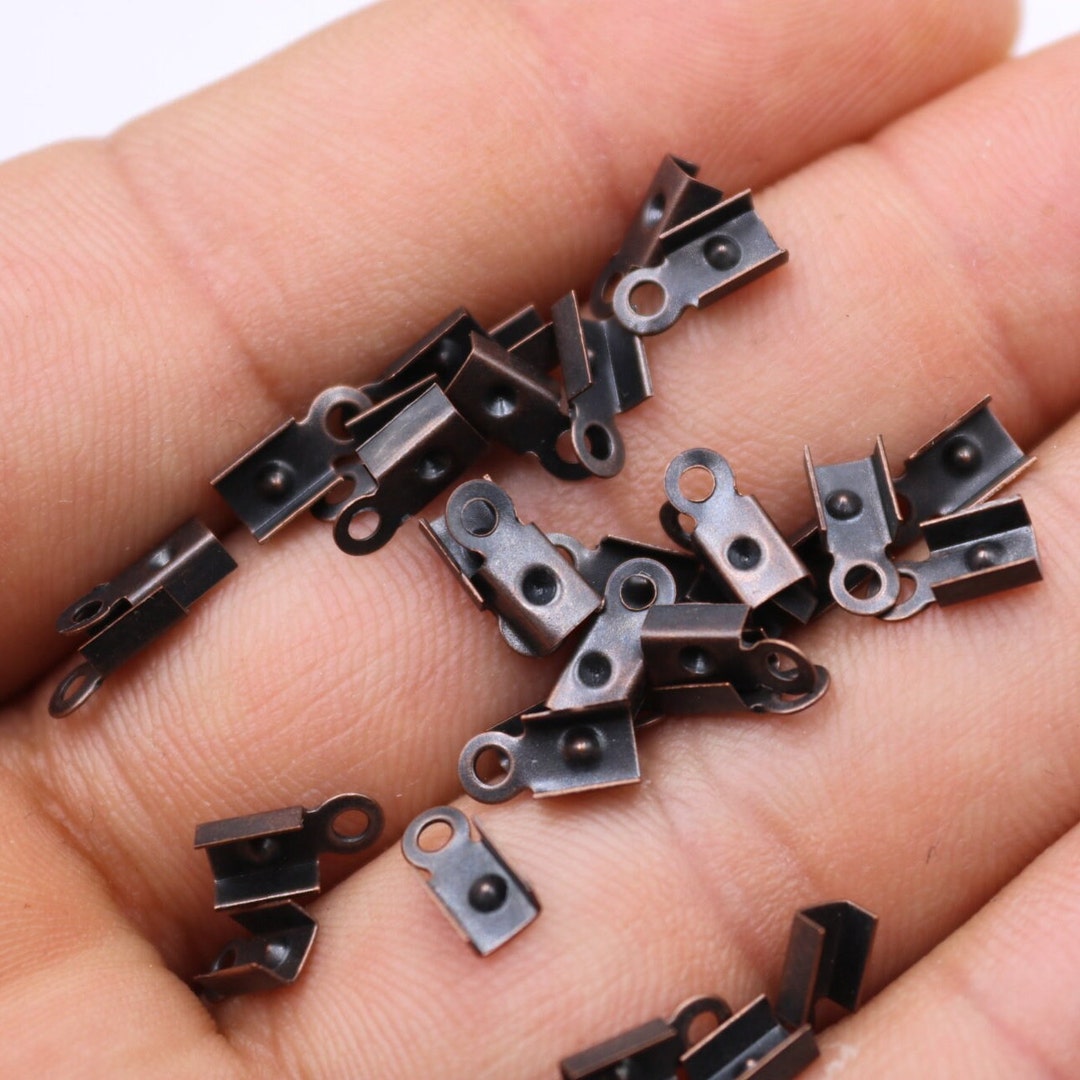 Antique Copper Cord End Tip: Fold Over Crimp, Leather Clasp (50 Pcs) - Etsy