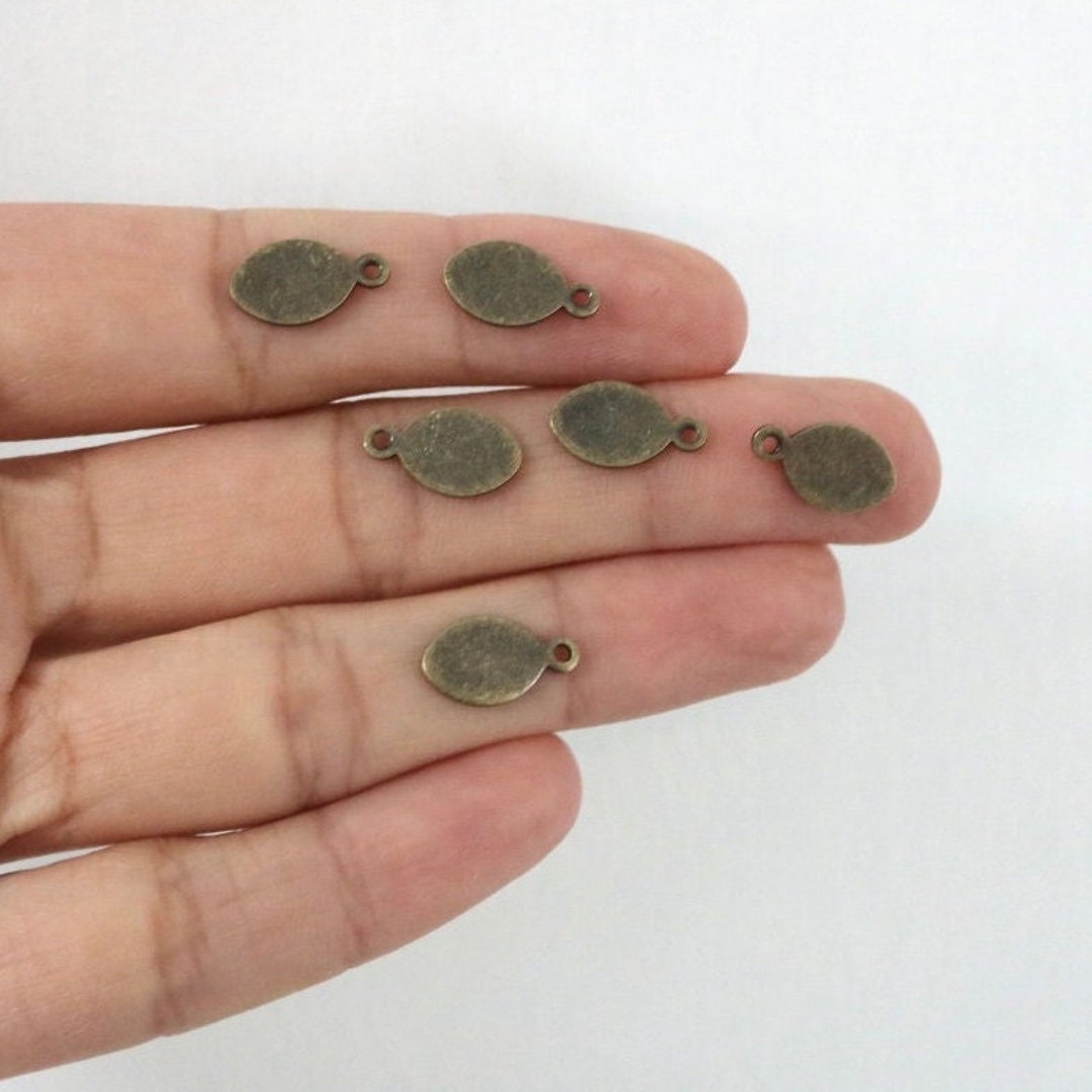Antique Bronze Brass Flat Round Blank Disc, Oval Charms, Oval Pendant ...