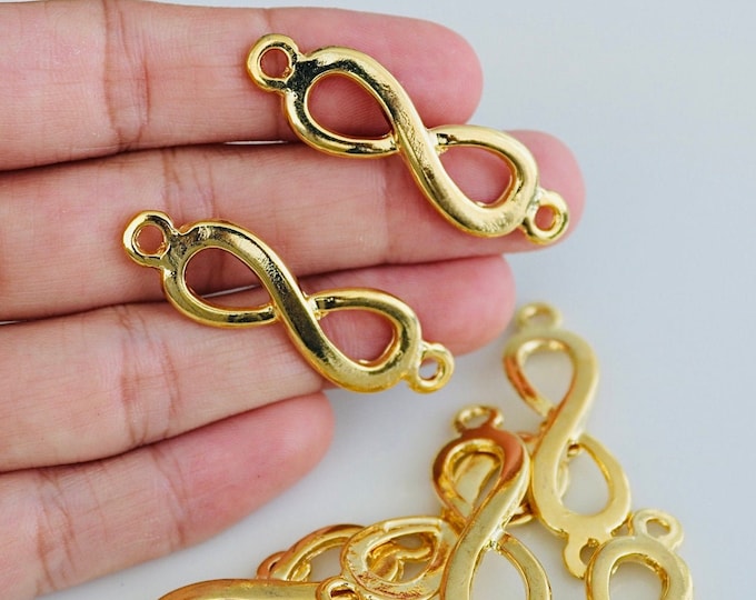 Gold Infinity Charm, 2 Pc Infinity Symbol Pendant, Infinity Necklace ...