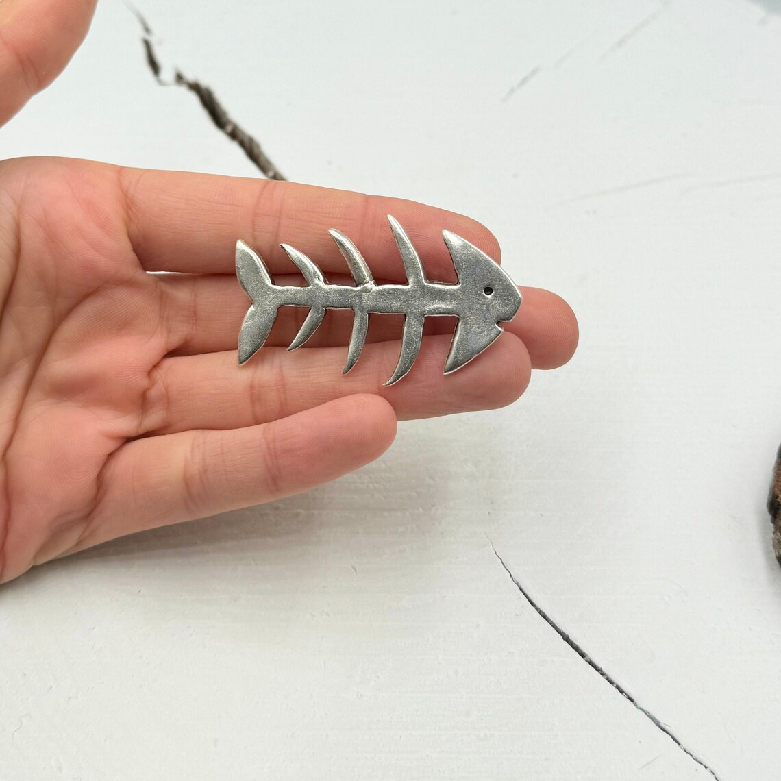 Silver Fishbone Pendant: Unisex Nautical Charm (50x30mm) - Etsy