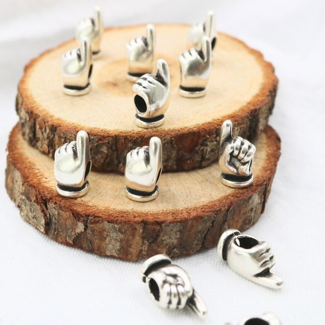 Antique Silver Hand Charms: Finger Beads, Jewelry Findings (10 Pcs) - Etsy
