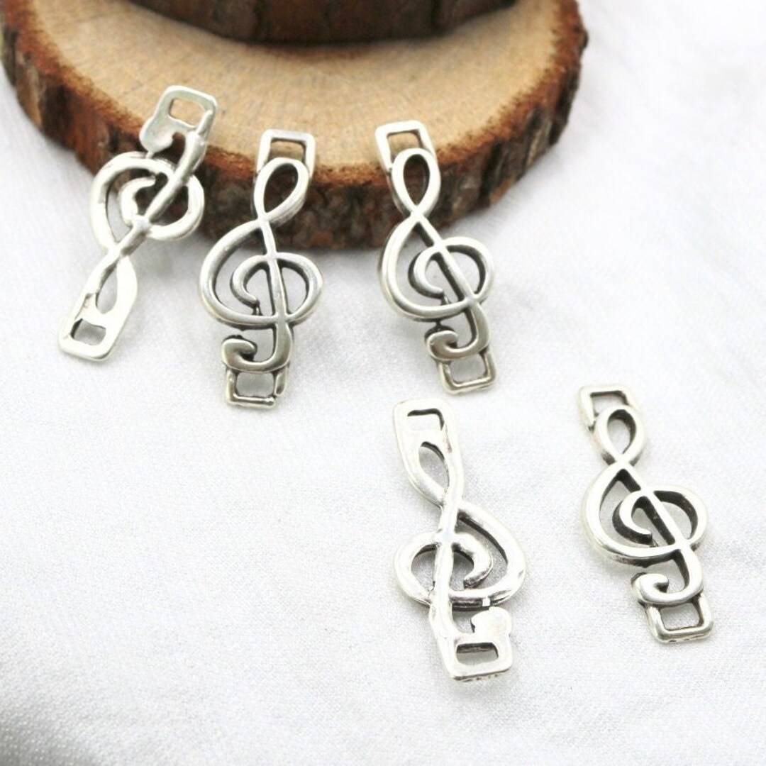10 Music Note Charms Connector, Treble Clef Charms, Note Charm, Sheet ...