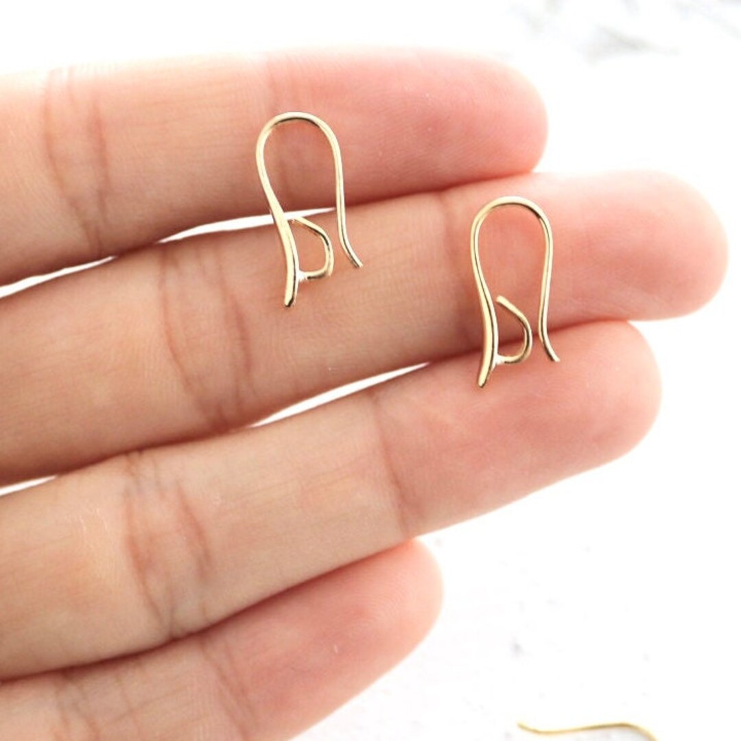 10 Shiny Gold Ear Hooks, French Hook With Clamp, Gold Hooks, French ...