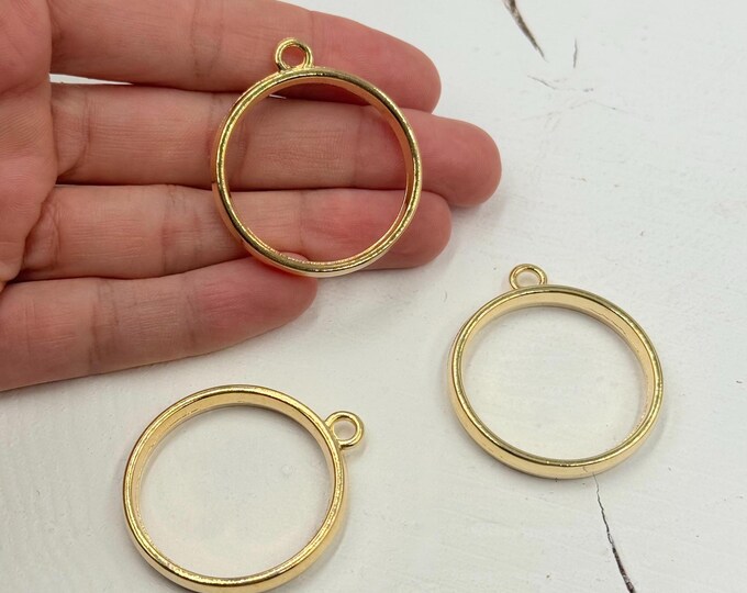 Gold Open Back Round Bezel Pendants: Resin Jewelry Frame (35mm, 5pcs - Etsy
