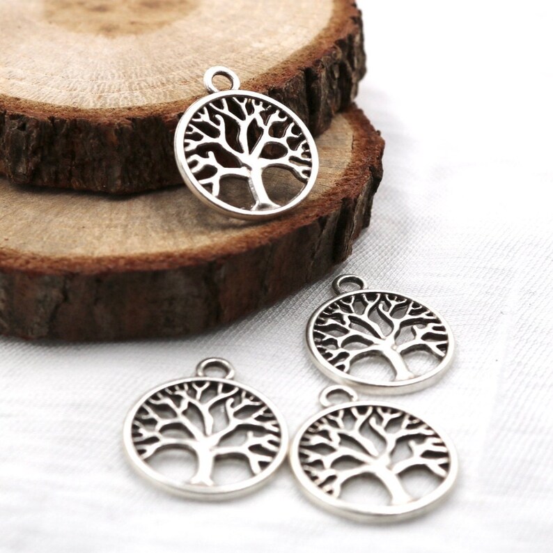 10 Antique Silver Tree of Life Charms: Family Tree Pendants - Etsy