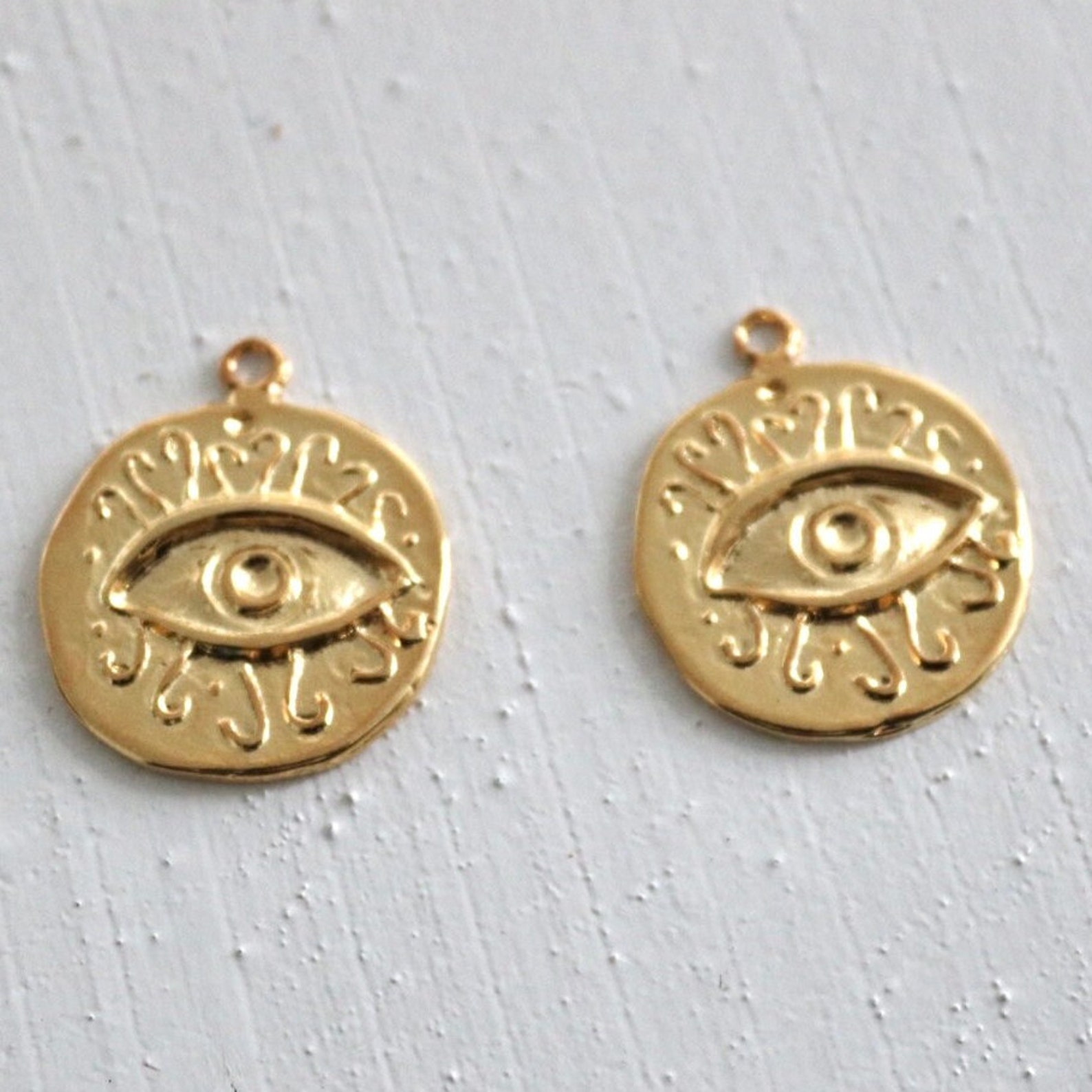 5 Gold Eye Pendant Evil Eye Coin Pendant Gold Coin Eyes Eye - Etsy