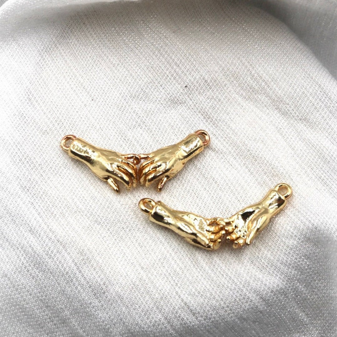 Shiny Gold Holding Hand Connectors, Hand Shake Charms Connector for ...