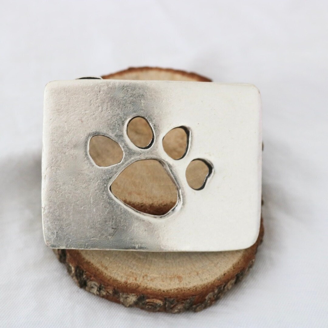 Silver Paw Print Belt Buckle: Antique Plated Zamak, Fits 40mm Belts - Etsy