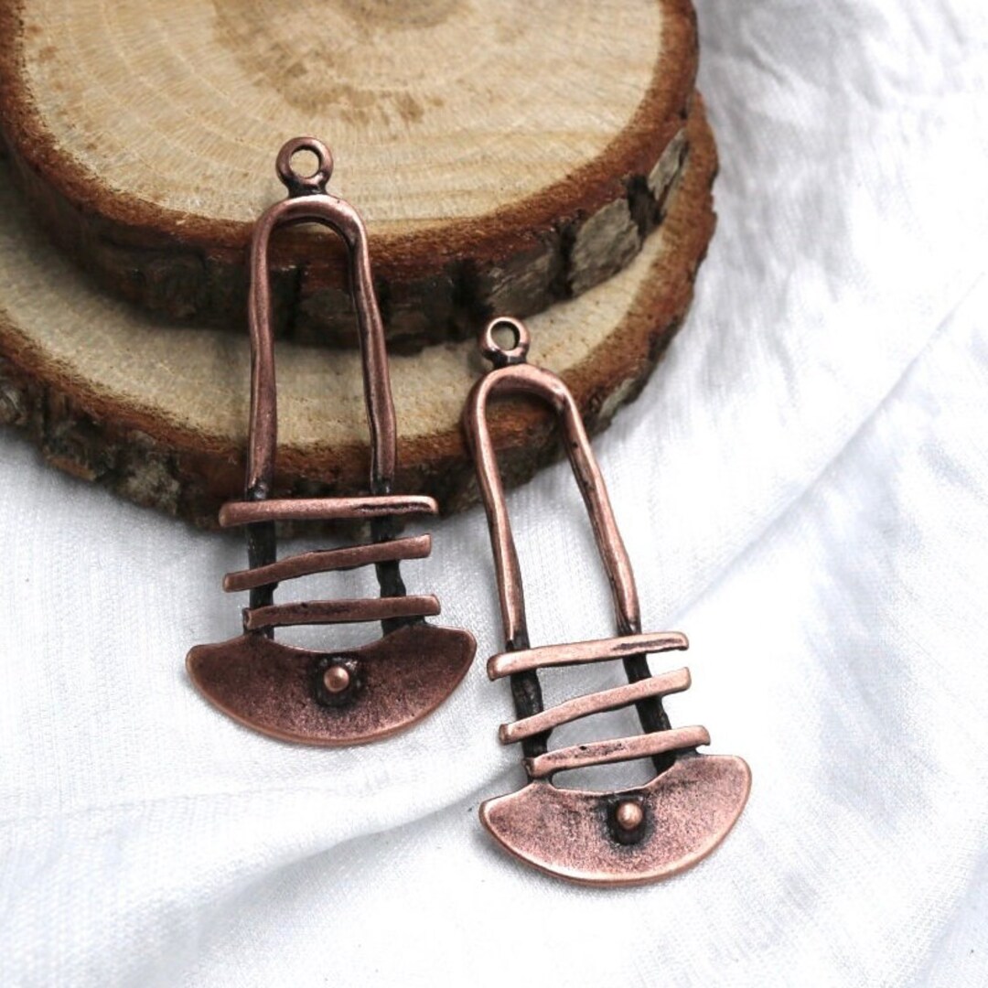 5 Antique Copper Charms: Bohemian Tribal Earring Pendants - Etsy