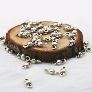 Silver Mini Charm 2 Loop Round Connector Charms Tiny Ball - Etsy