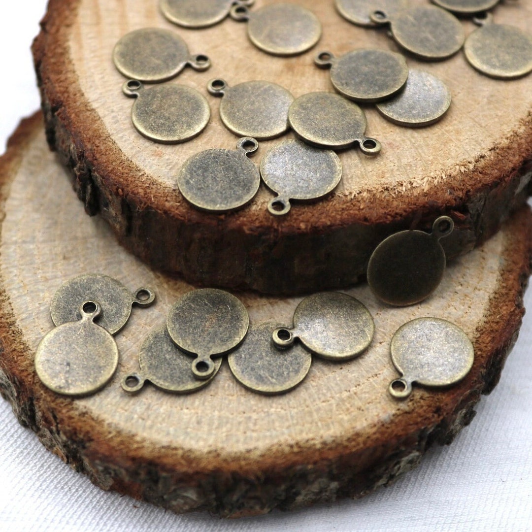 Antique Bronze Stamping Blanks, Round Disc Blank Pendant, Tiny Round ...