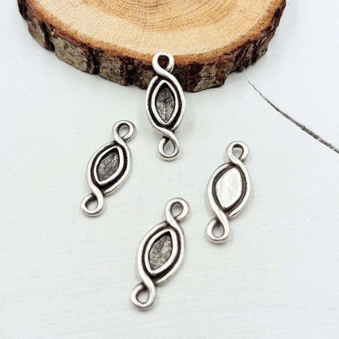 Antique Silver Double Hole Bezel Link, Jewelry Making (10 Pcs) - Etsy