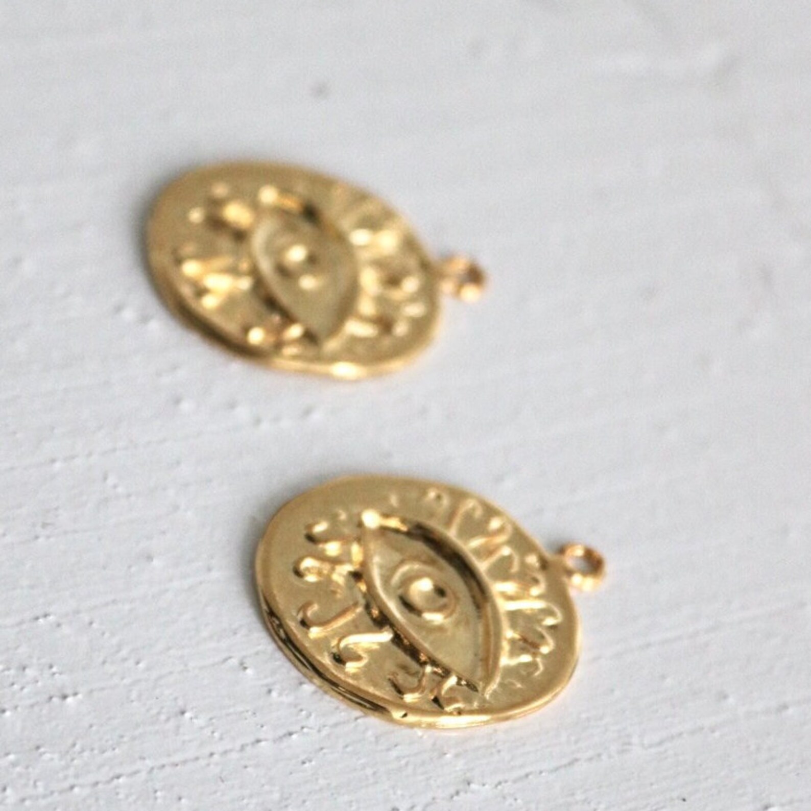 5 Gold Eye Pendant Evil Eye Coin Pendant Gold Coin Eyes Eye - Etsy