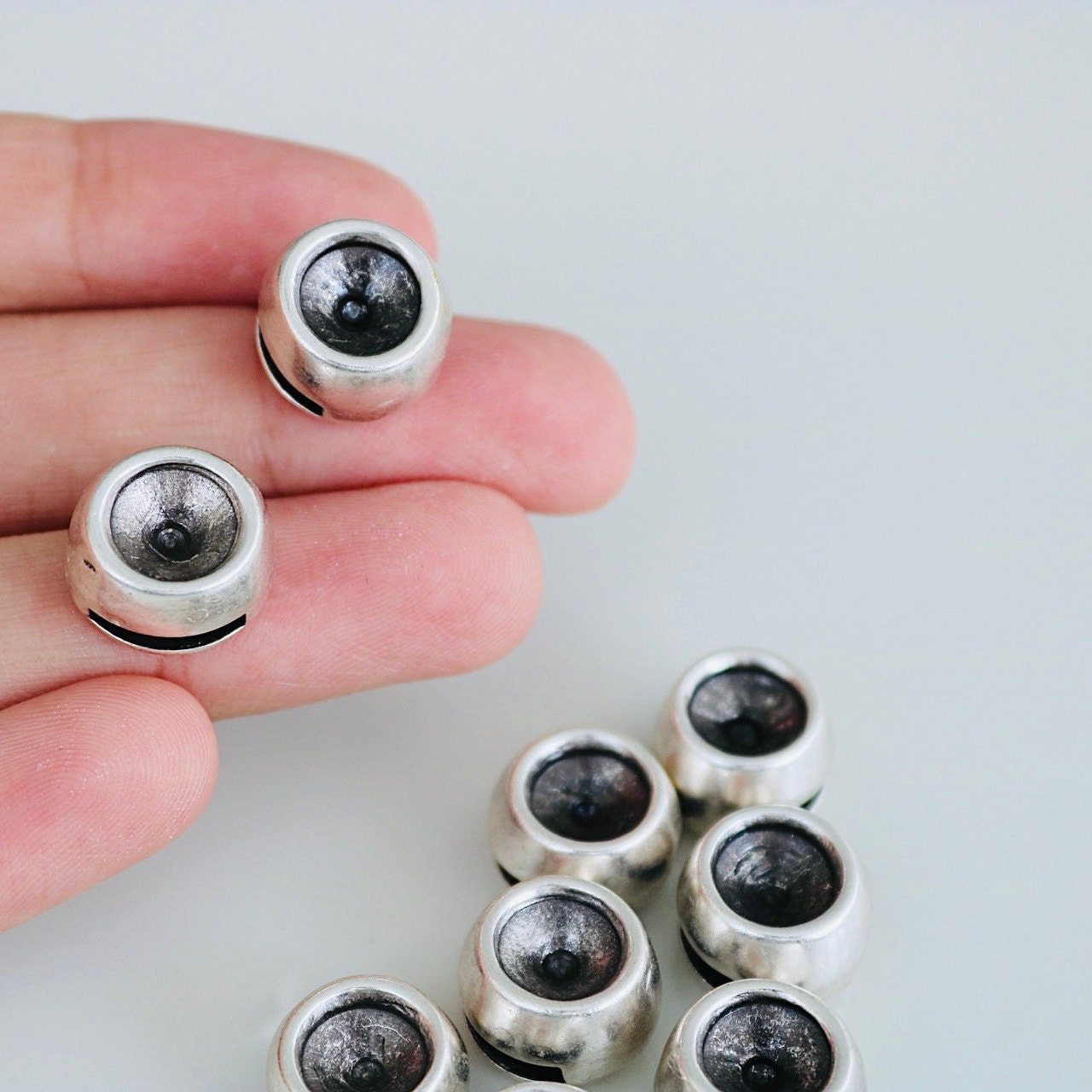 10 Round Slider Beads Bezel Base Setting Silver Slider - Etsy