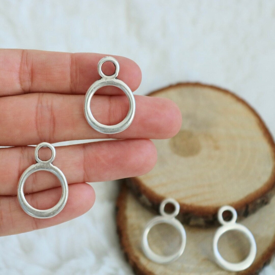 Circle Pendant, Round Charms, Small Disc Charms, Silver Ring Charms ...