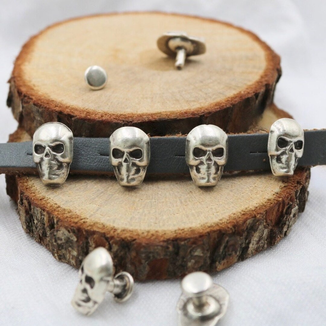 Silver Skull Rivets: Punk Leather Studs (10 Pcs) - Etsy