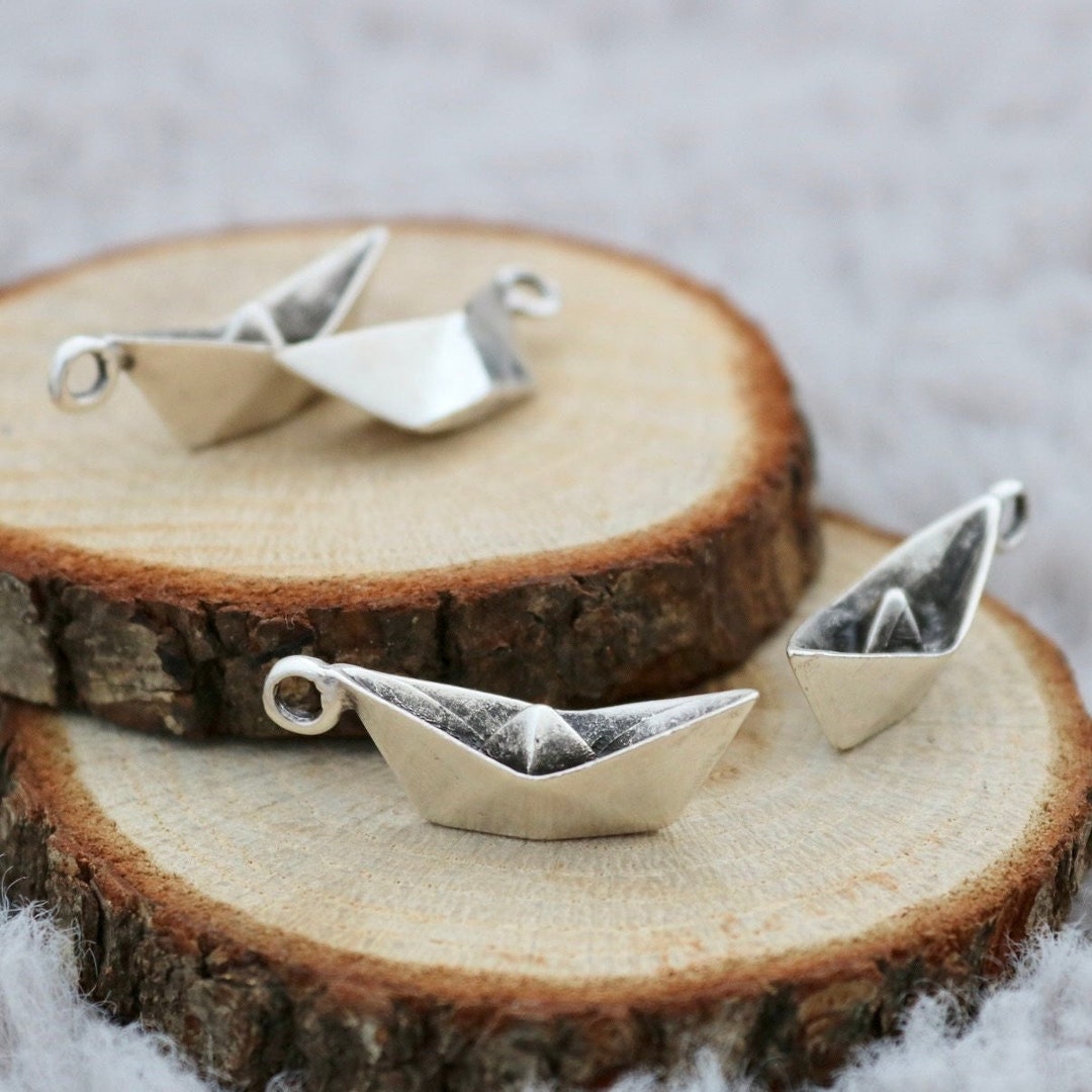 Silver Sailboat Pendant, Paper Boat Charms, Small Silver Charms ...