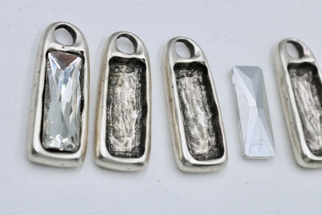Antique Silver Boho Bezel Pendants: DIY Jewelry Making (5 Pcs) - Etsy