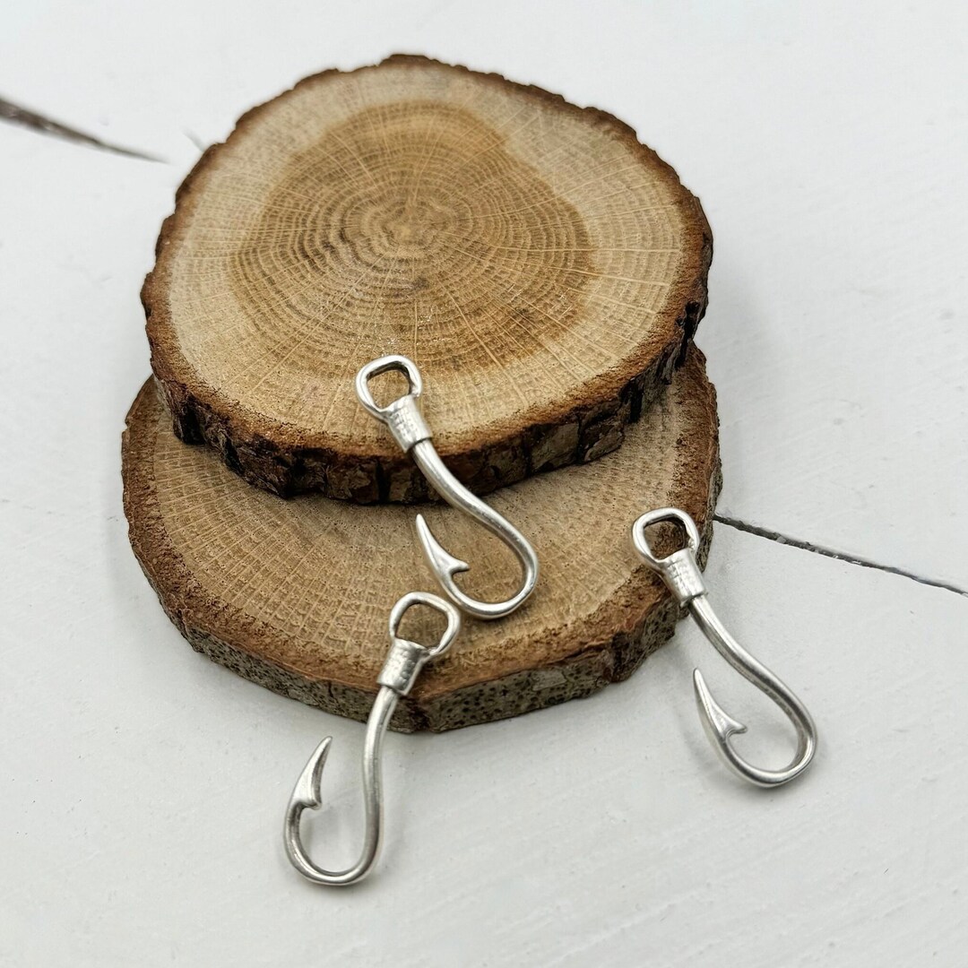Antique Silver Fishing Hook Charms, DIY Jewelry Supplies (10 Pcs) - Etsy