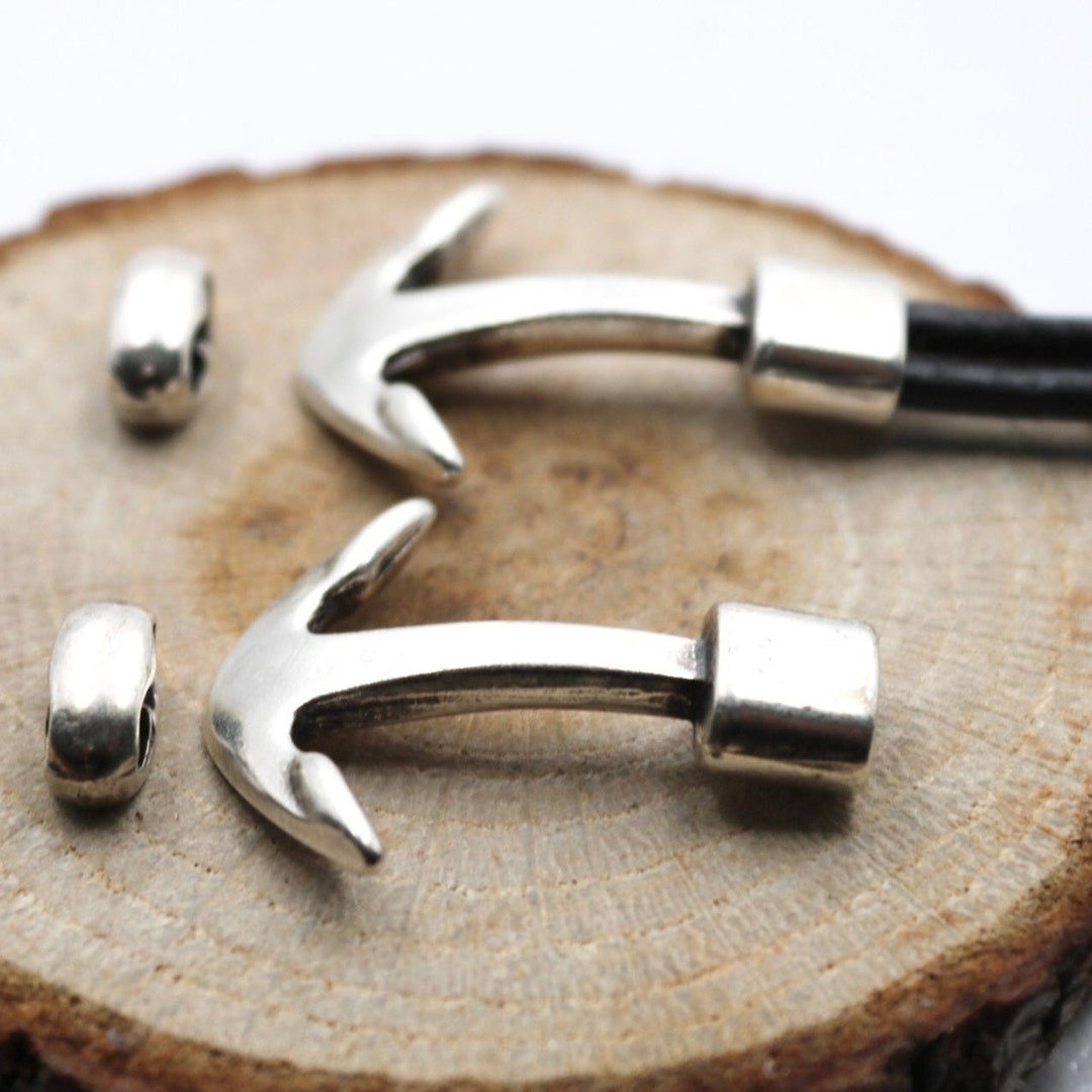 5 Set Antique Silver Plated Hook Anchor Clasps, Hook Closure Jewelry ...