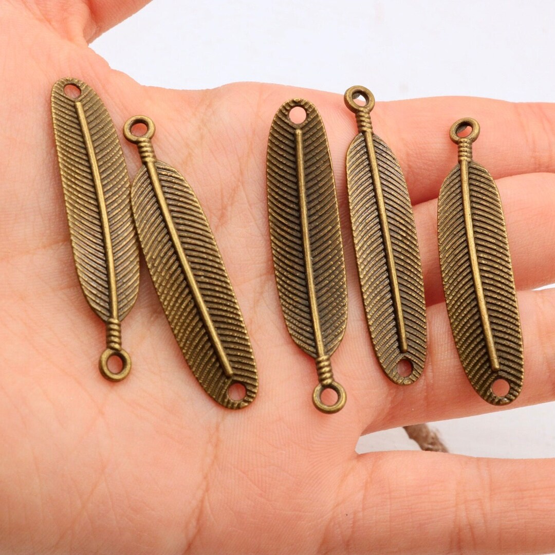 Bohemian Feather Connector, Pendant for Handmade Jewelry Projects ...