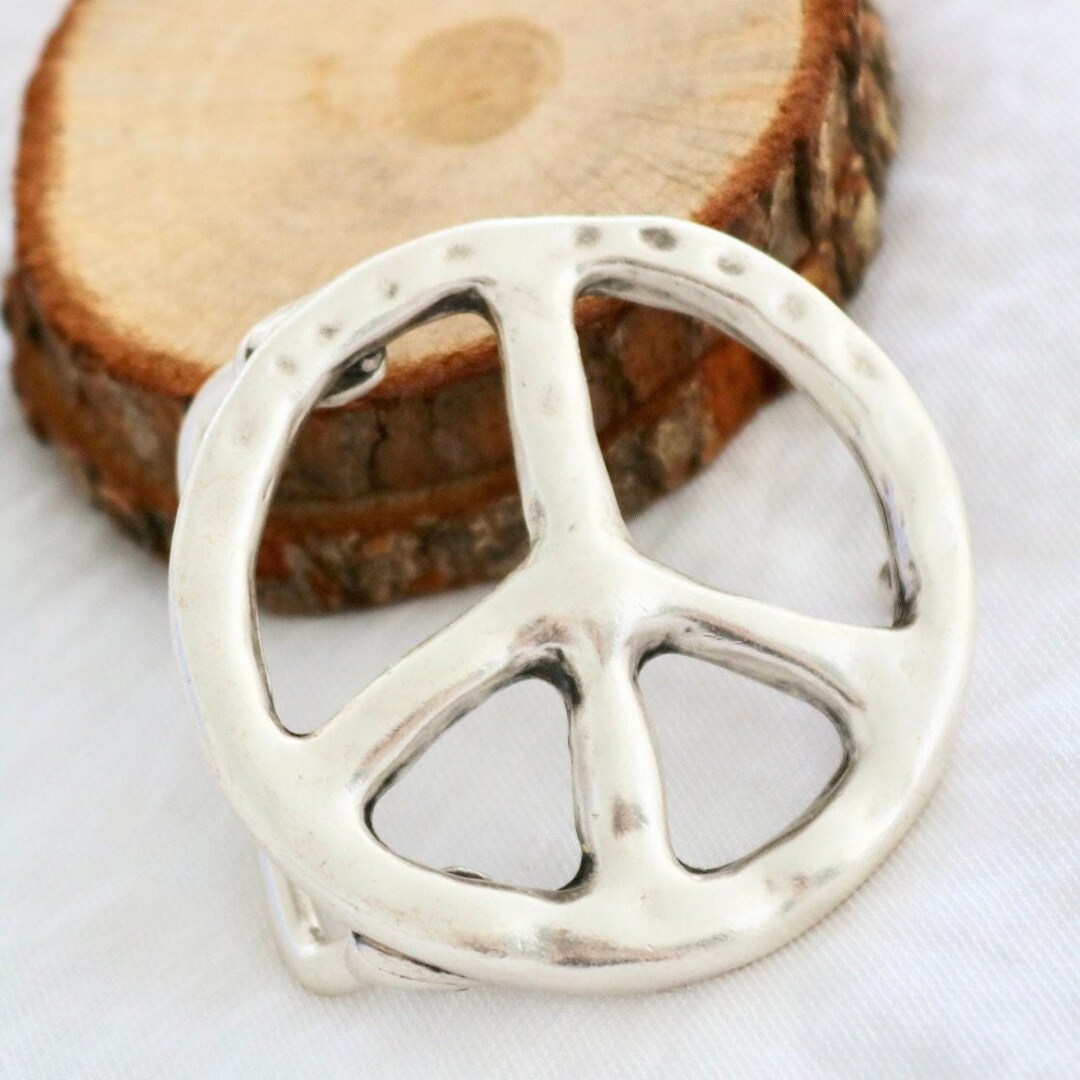 Hippie Belt Buckle, Peace Sign Belt Buckle, Leather Belt Buckle, Buckle ...