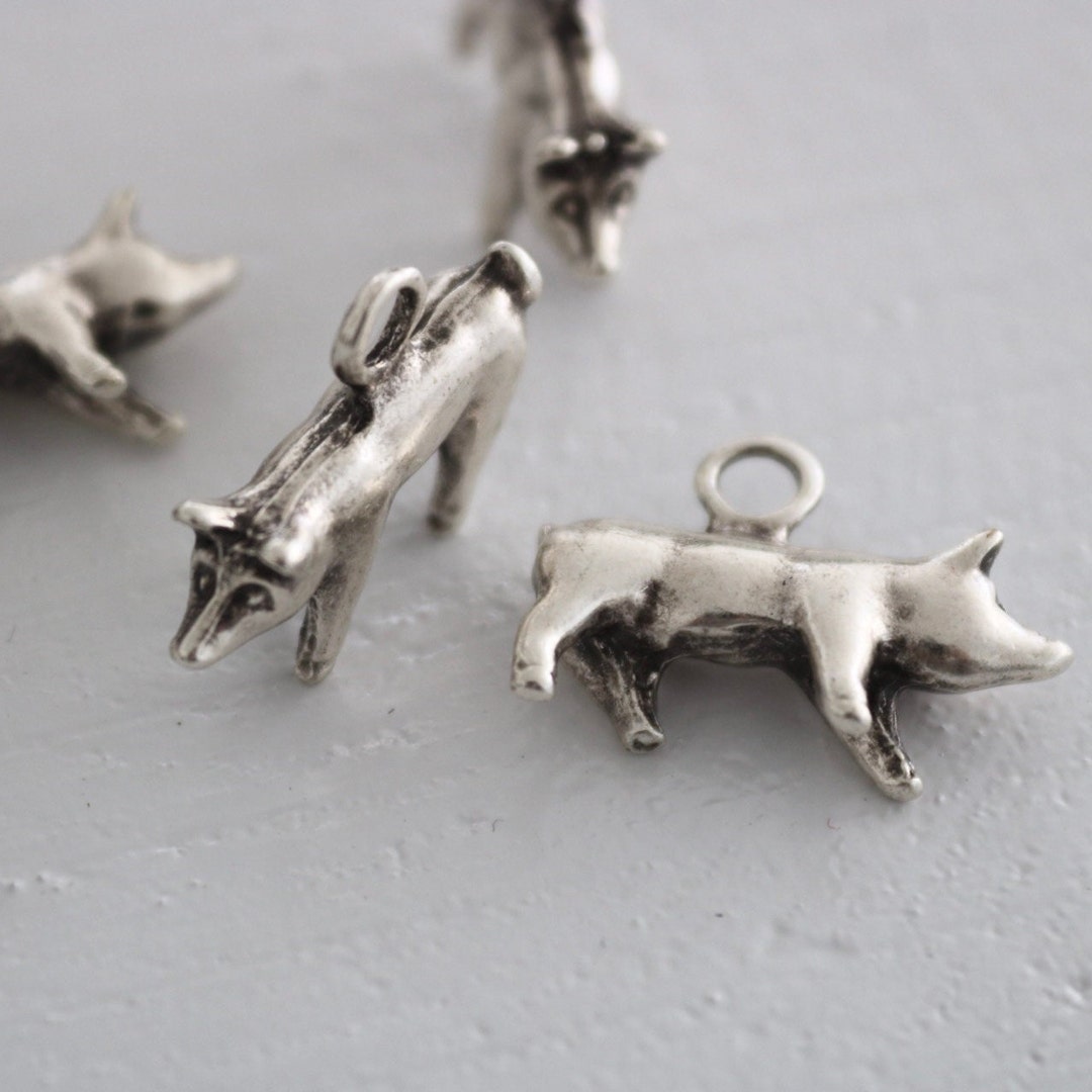 10 Antique Silver Pig Pendant, Pig Pendant Charm, Unique Gift for ...