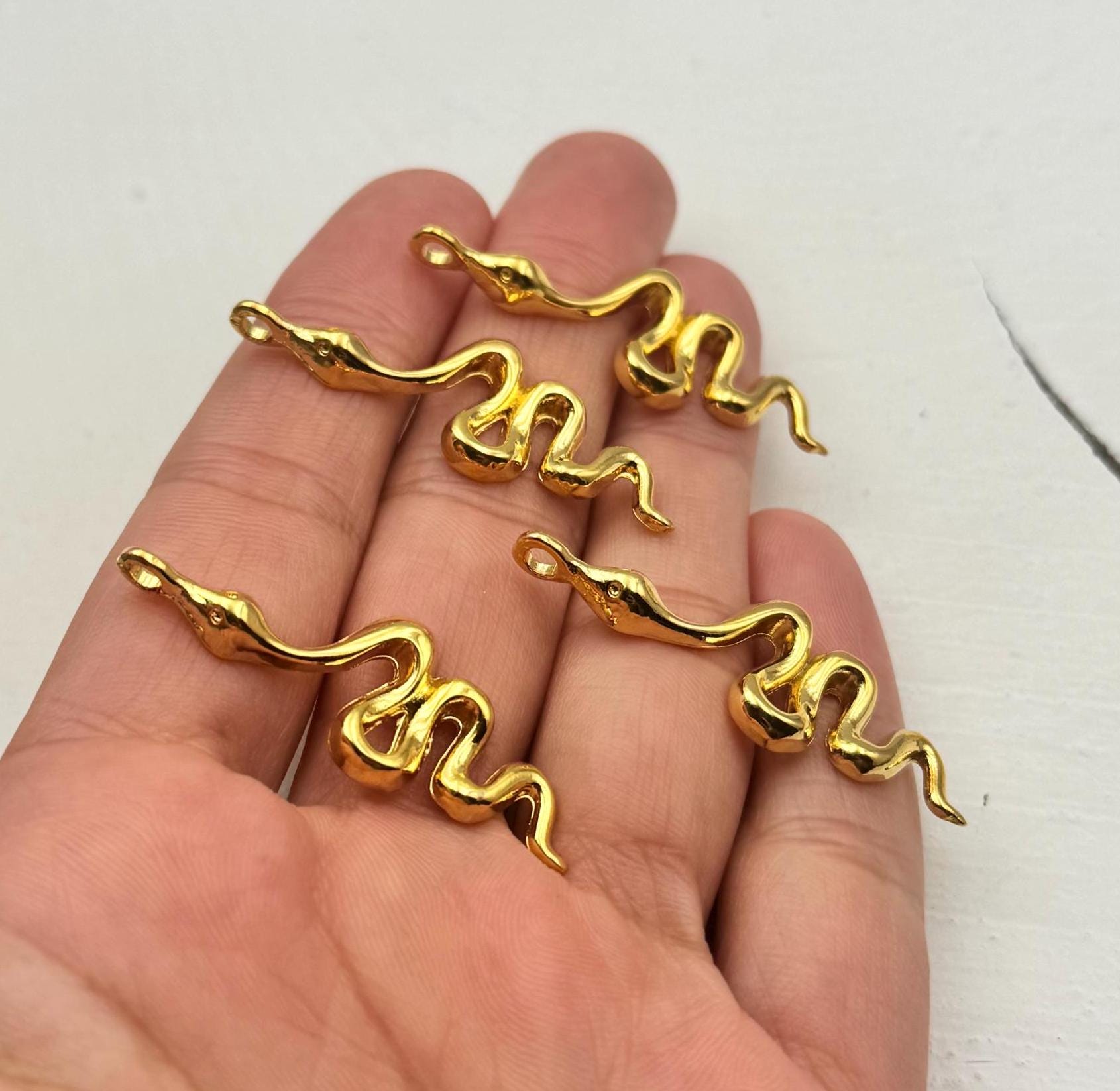 Gold Snake Charms: Serpent Pendants, Gothic Jewelry Making (10 Pcs) - Etsy