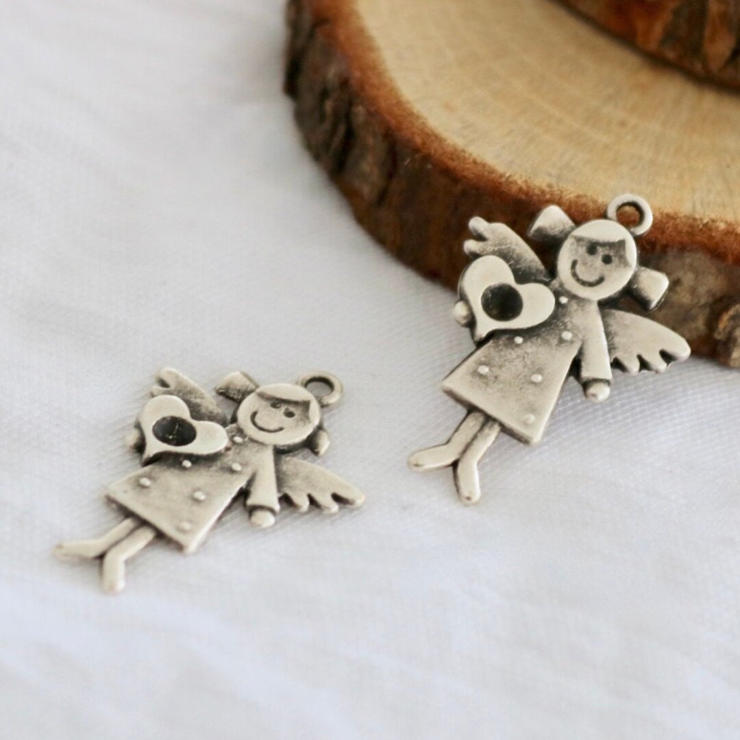 Cute Little Girl, Zamak Girl Pendant, Angel Charms Pendants, Silver ...