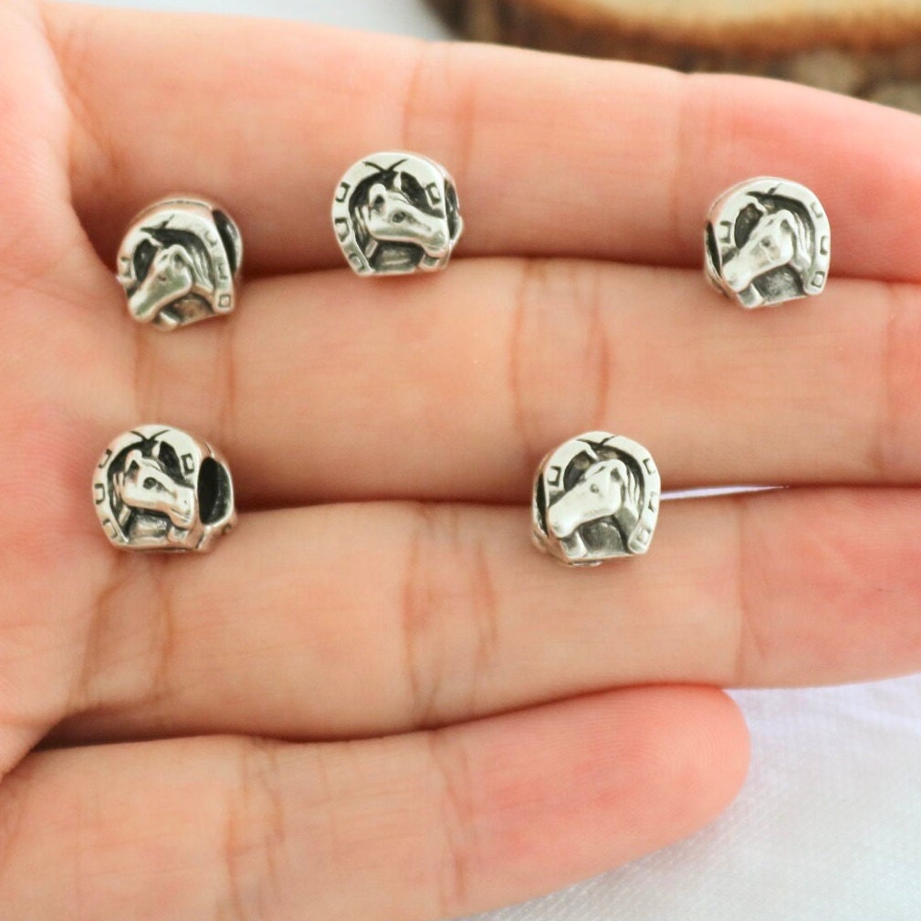 Horse Head Slider Beads Horse Spacer Beads Horseshoe Charms - Etsy