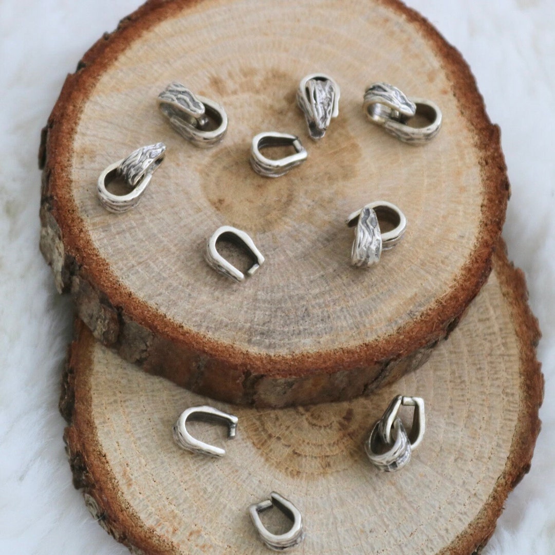Silver Patterned Pendant Bail, Mini Pinch Bails, Small Pendant Holder ...