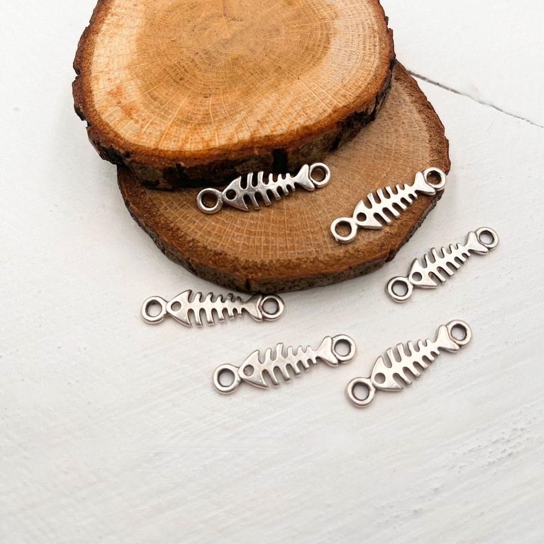 Fishbone Connector Charms, Fish Bone Pendants, Bulk Fish Bone Charms ...