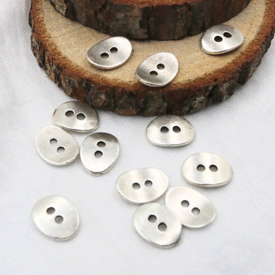 20 Antique Silver Plated Oval Buttons: Zamak Charms (14x11 Mm) - Etsy
