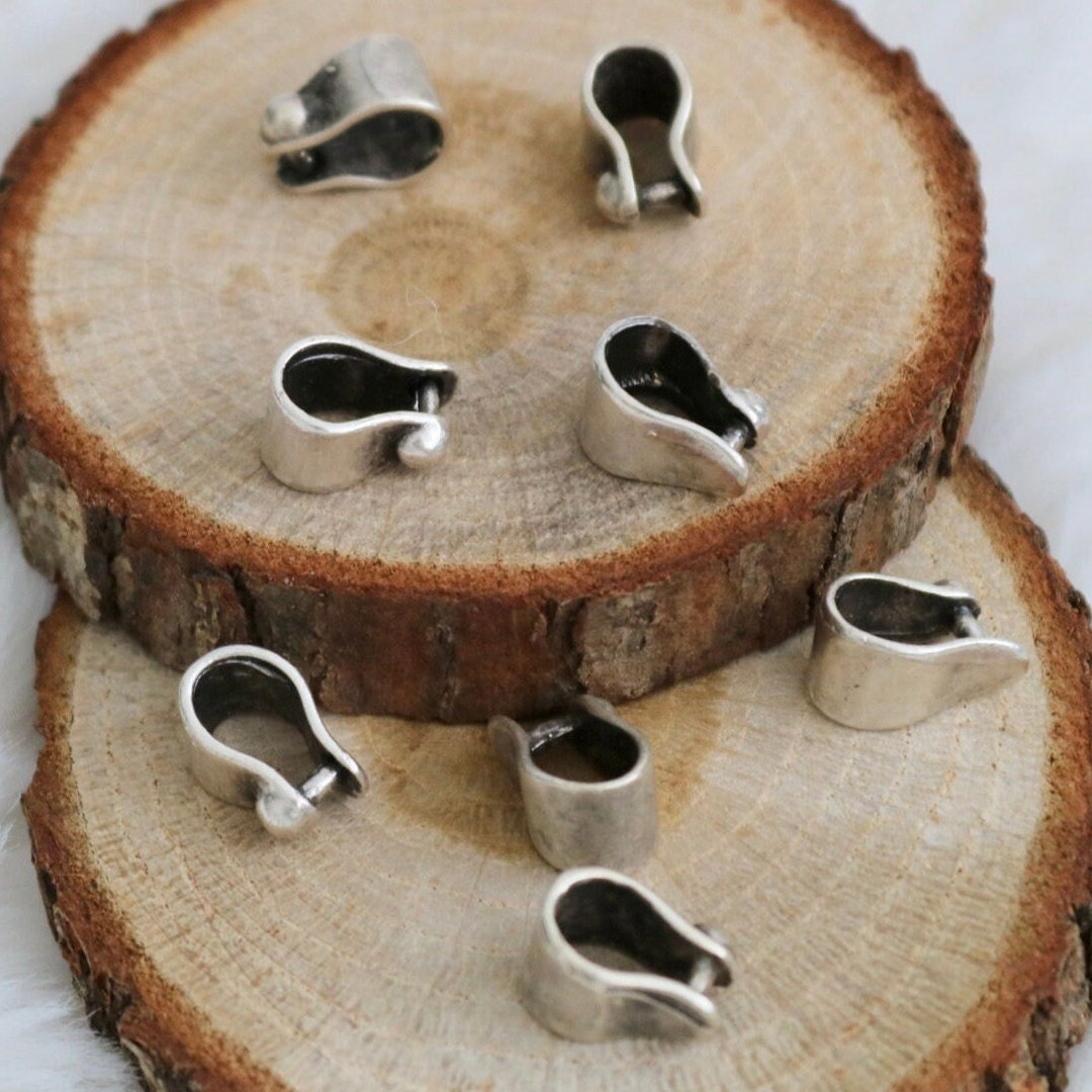 Large Simple Pinch Bail, Silver Pinch Bails, Big Clasps, Antique Silver ...
