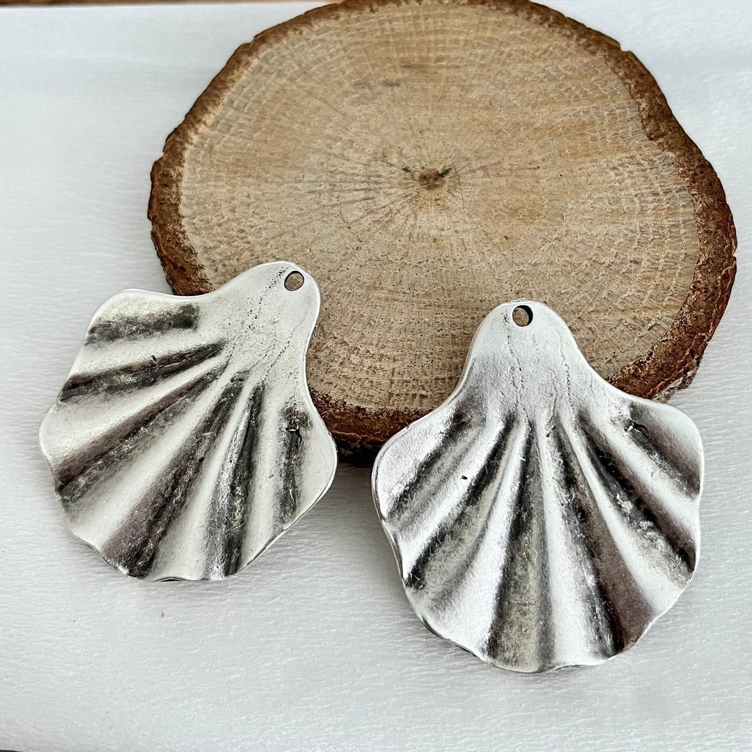 Antique Silver Seashell, Small Shell Charms, Metal Components, Seashell ...