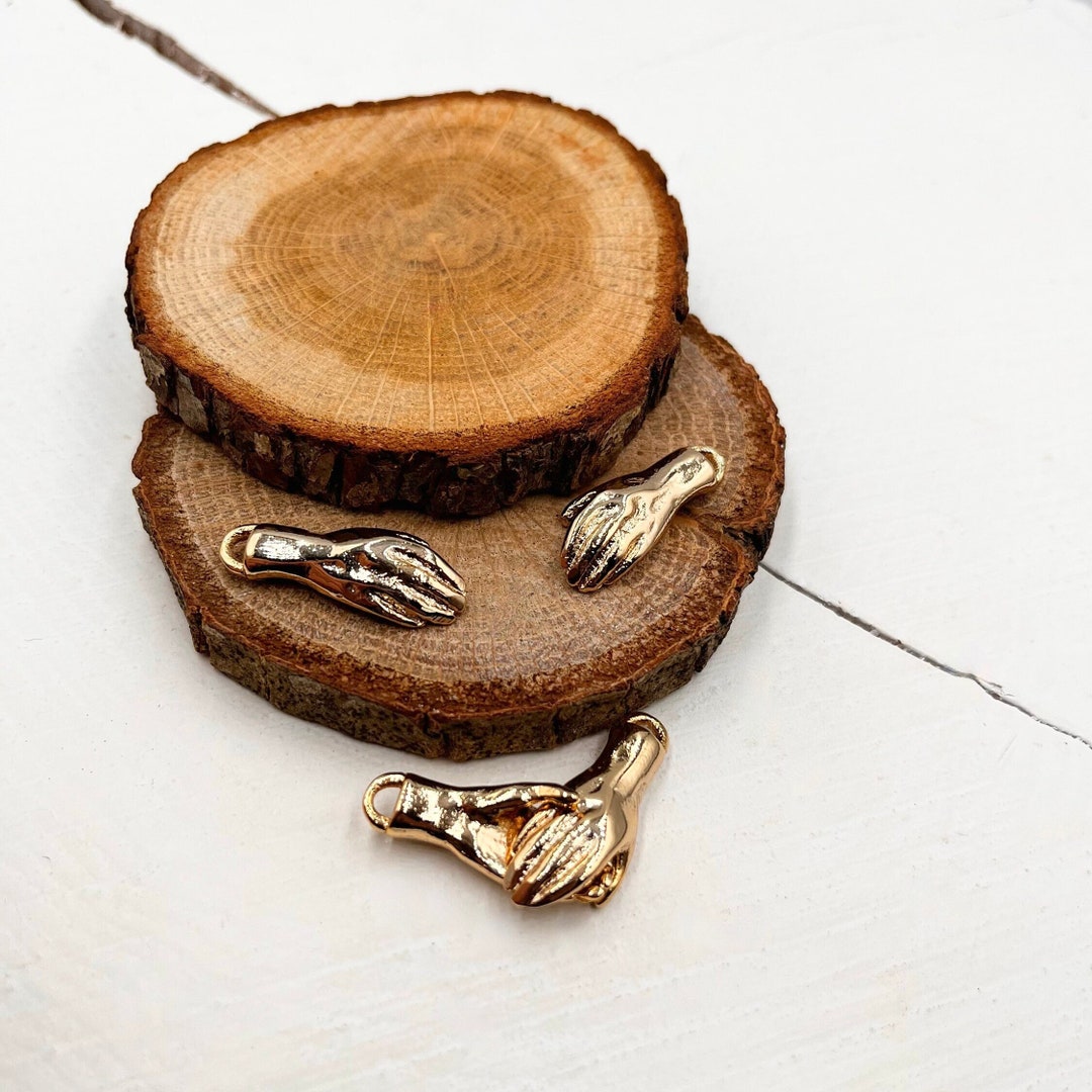 Handshake Charms, Magnetic Hands Charms, Magnetic Clasp, Gold Plated ...